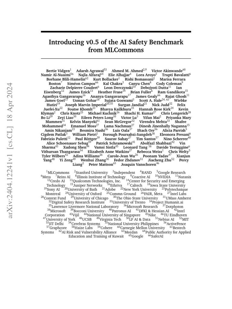 Introducing V0.5 of The Ai Safety Benchmark From Mlcommons | Download Free PDF | Crimes | Crime ...