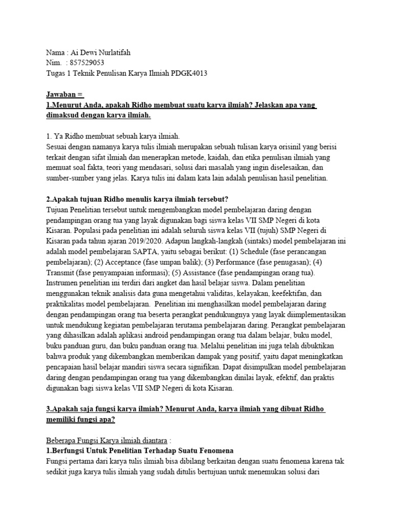 Tugas 1 Teknik Penulisan Karya Ilmiah | PDF