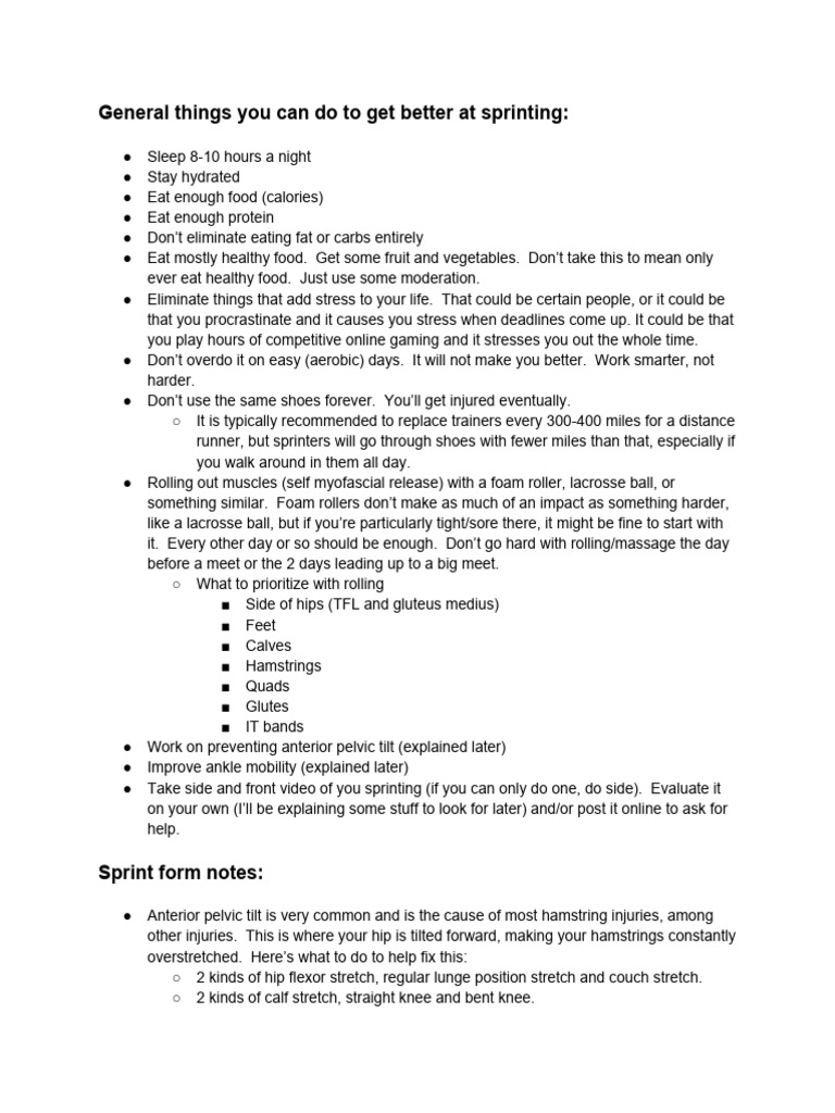 Essentials for Improving Sprinting Skills | PDF | Physical Exercise ...