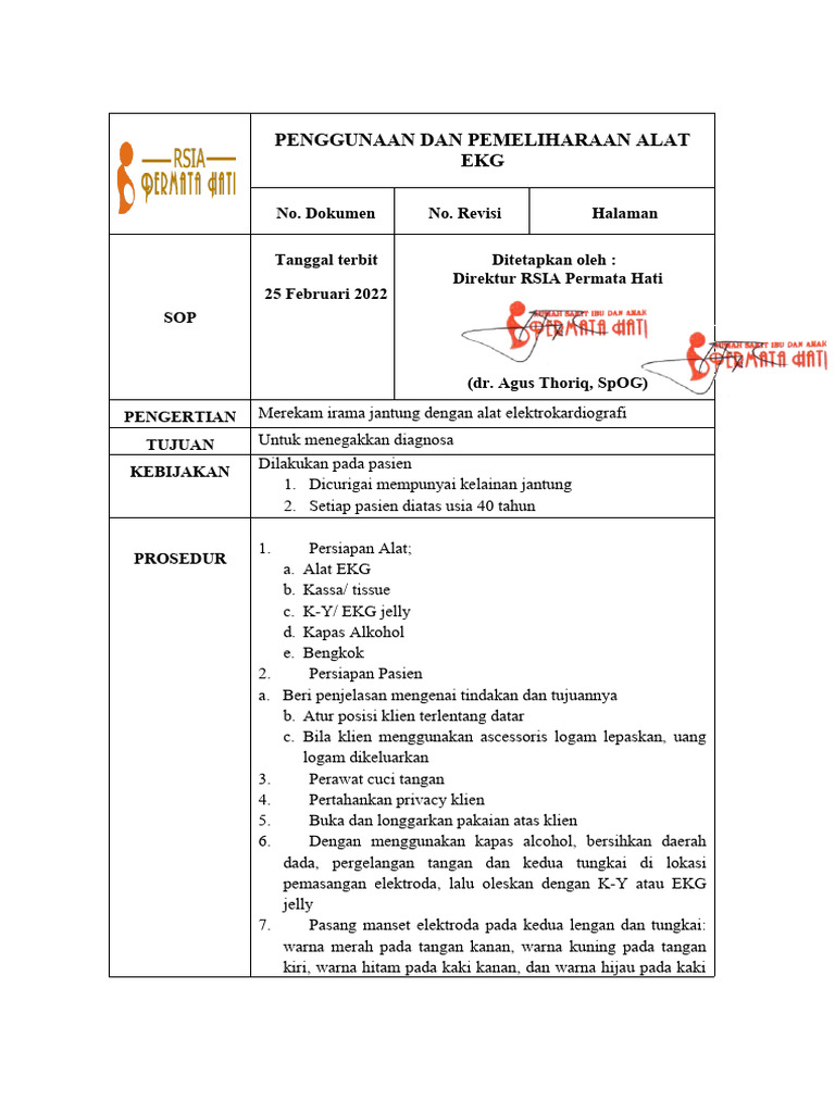 Spo Pemasangan Ekg | PDF