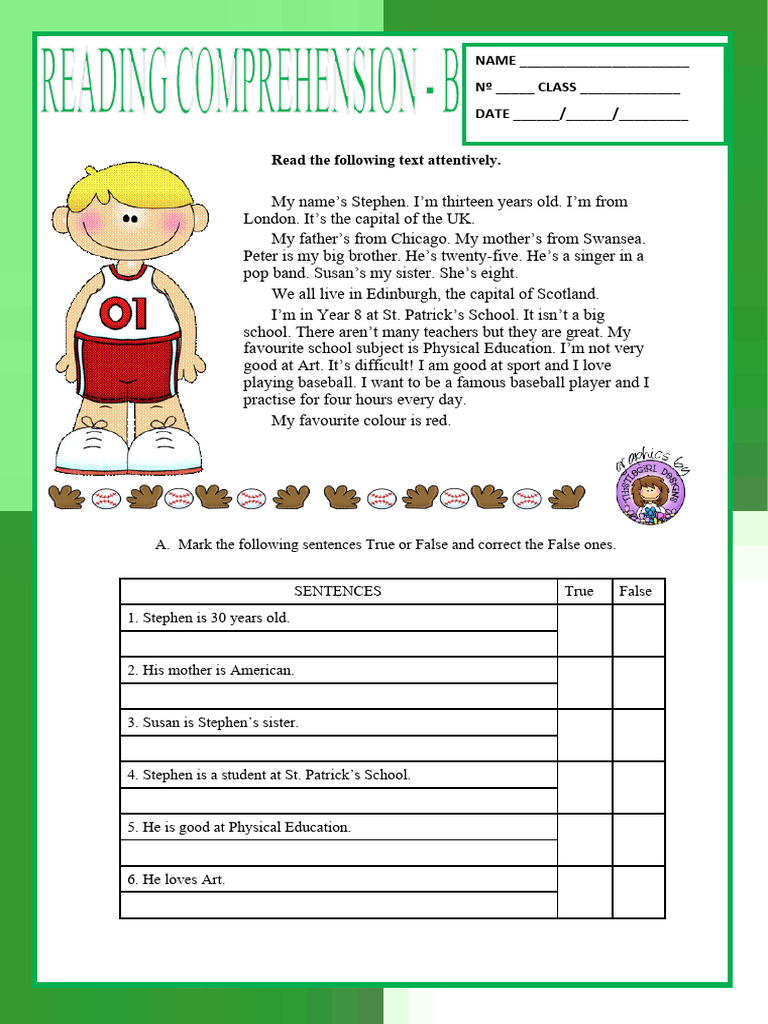 Reading Comprehension B Reading Comprehension Exercises 13190 | PDF