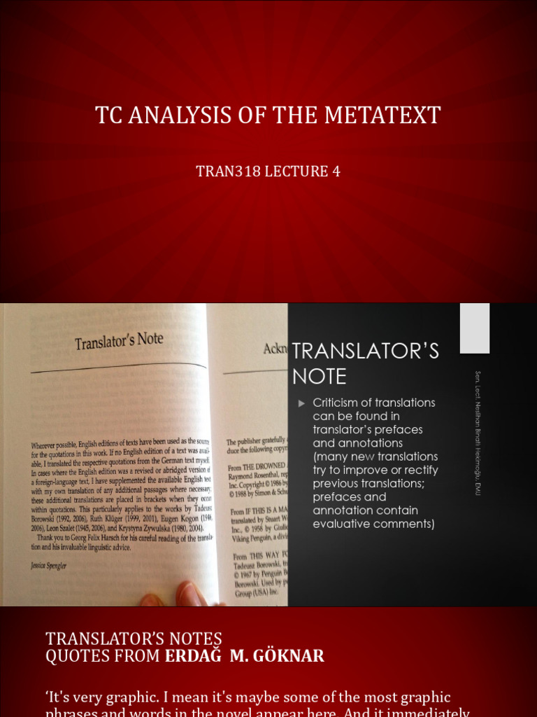 TC ANALYSIS OF THE METATEXT - MNR - 24 - Part 1 - ST | Download Free ...