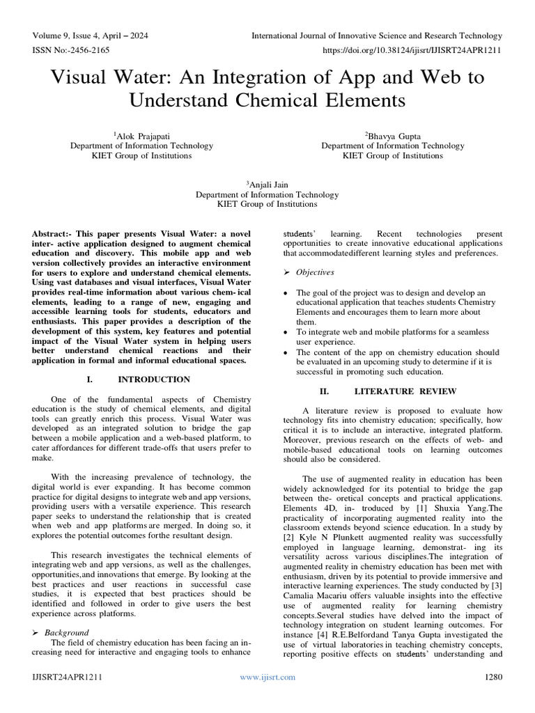 Visual Water: App & Web for Chemistry Education | PDF | Augmented ...