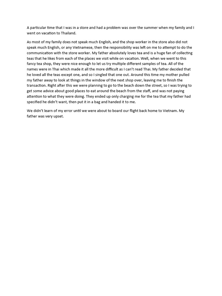 A Particular Time That I Was in A Store and Had A Problem Was Over The ...