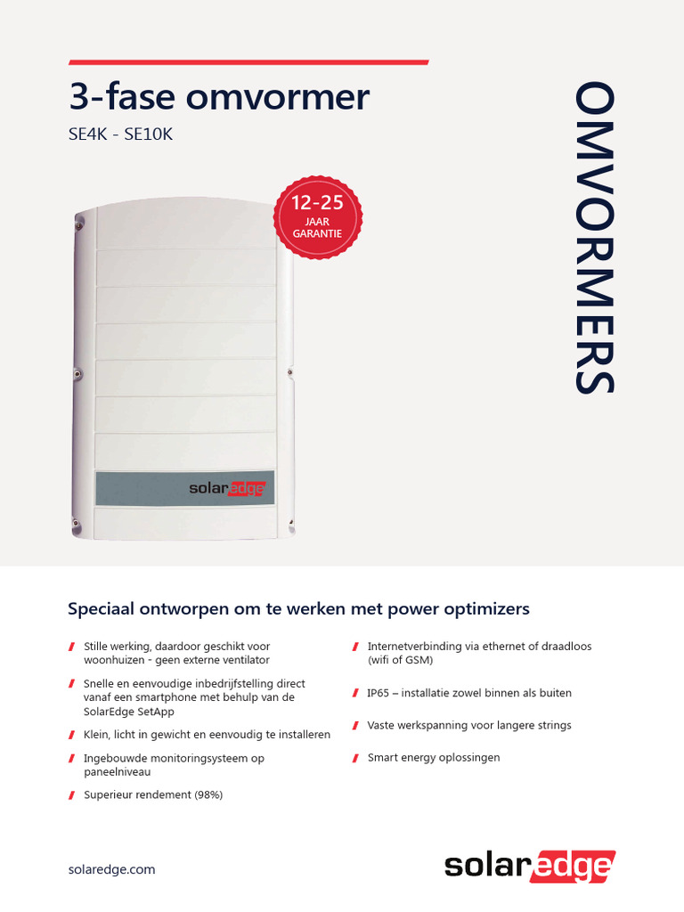 Datasheet SolarEdge 3 Fase Omvormers - SE4K SE5K SE7K SE8K SE9K SE10K ...