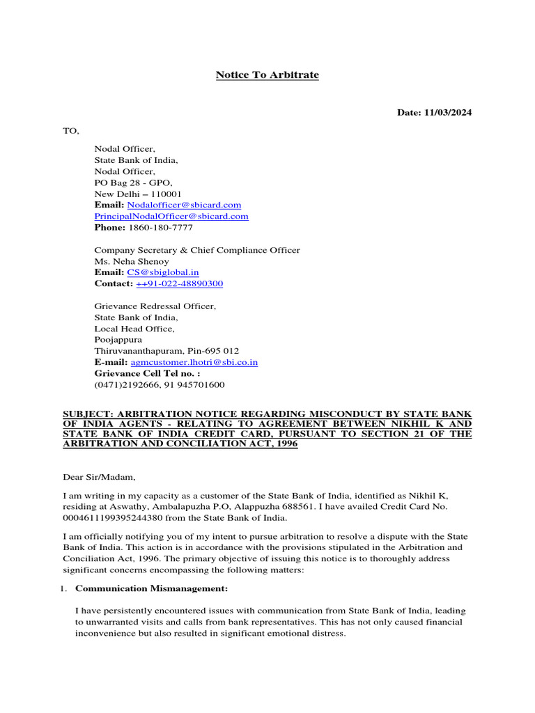 Notice To Arbitrate | PDF | Mediation | Arbitration
