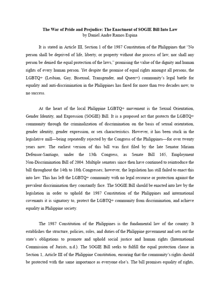 POLSCI01 Position Paper | PDF | Discrimination | Gender