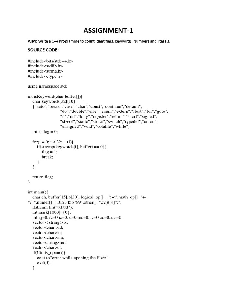 Compiler Lab Assignment-1 | Download Free PDF | Object (Computer Science) | Software Development