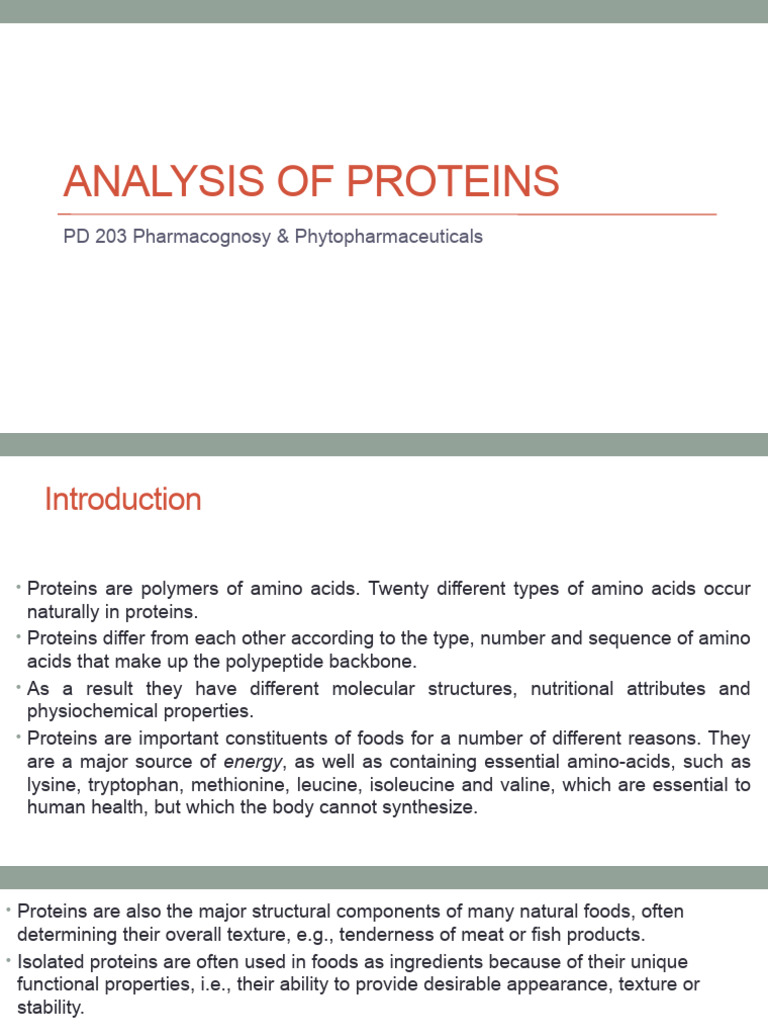 Analysis of Protein | Download Free PDF | Proteins | Chemistry