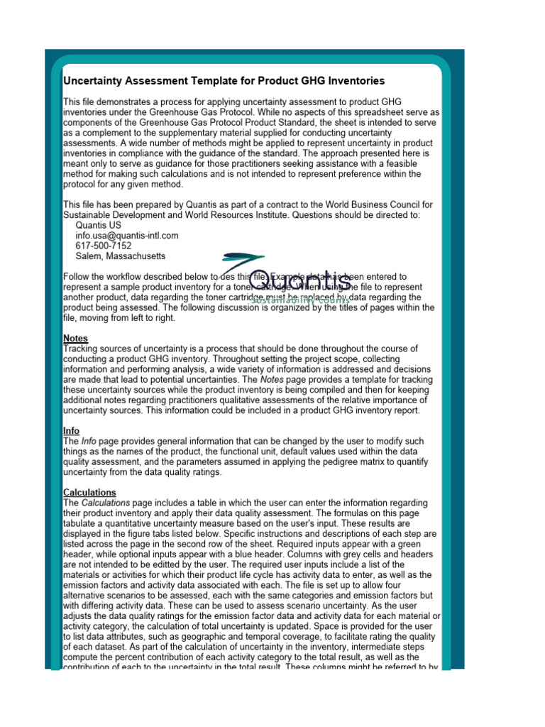GHG Inventory Uncertainty Assessment Tool | PDF | Life Cycle Assessment