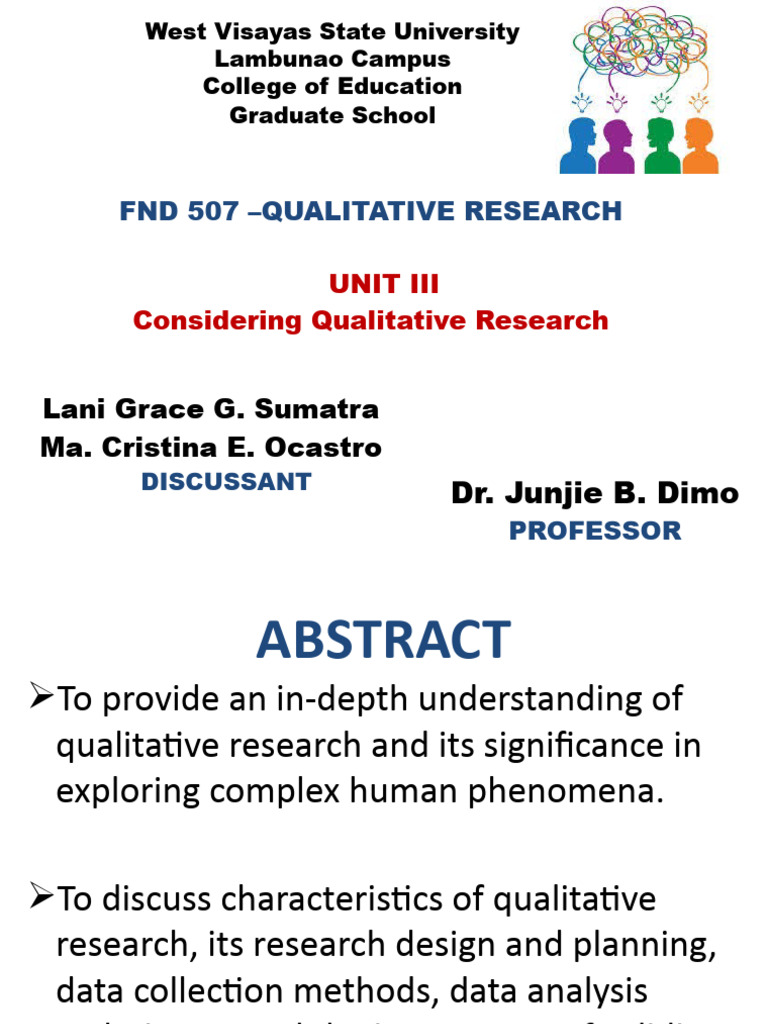FND 507 Unit III Report | PDF | Methodology | Qualitative Research