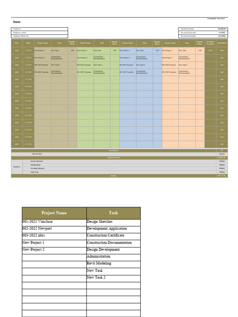 Template 14 Forthnightly Time Sheet | PDF | Business | Economies