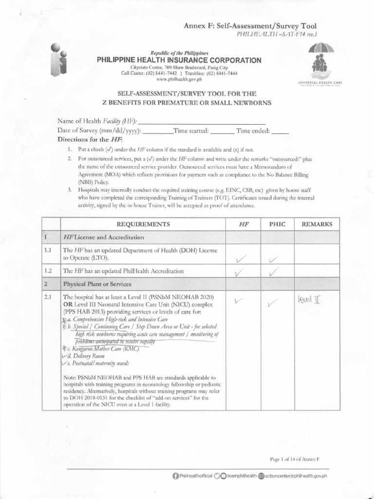 PHIC - Self Assessment Tool - Z Benefit For Premature or Small Newborns ...