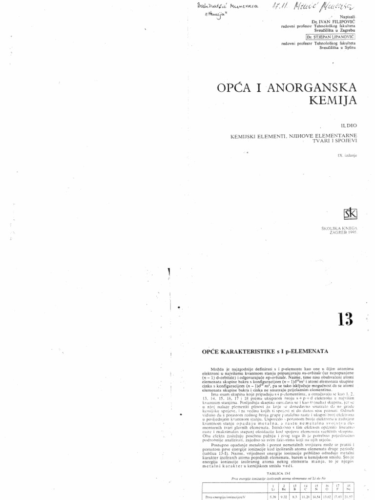 Opca I Anorganska Kemija 2 Dio | PDF