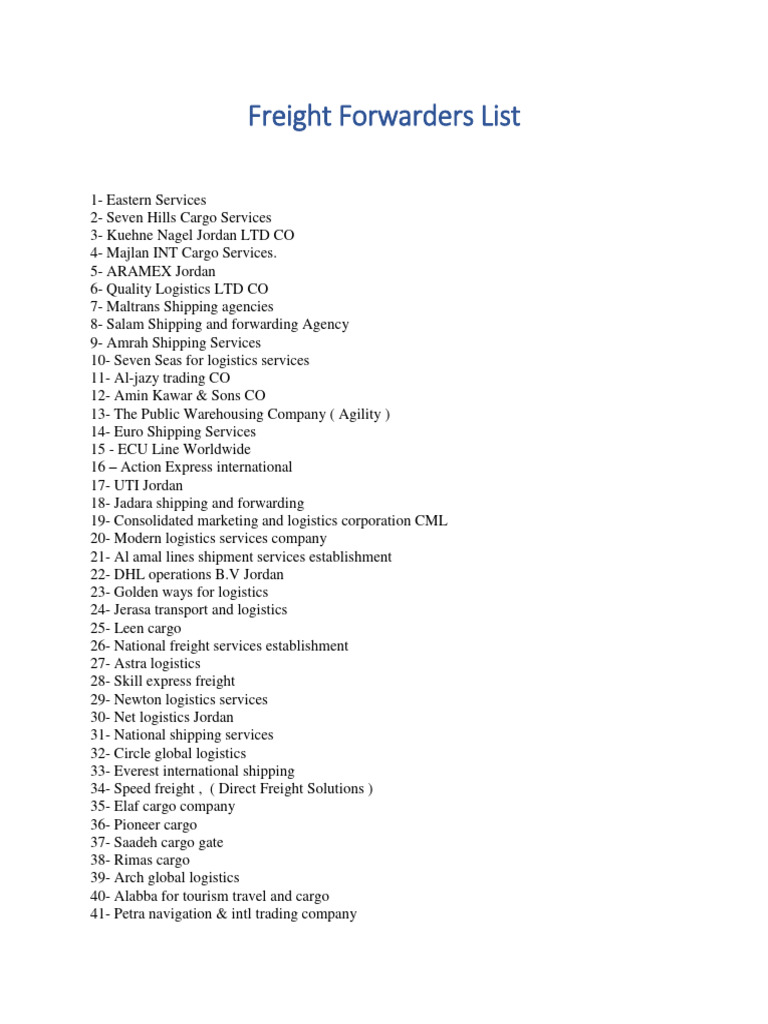 Freight Forwarders List - 0 | PDF | Business | Technology & Engineering