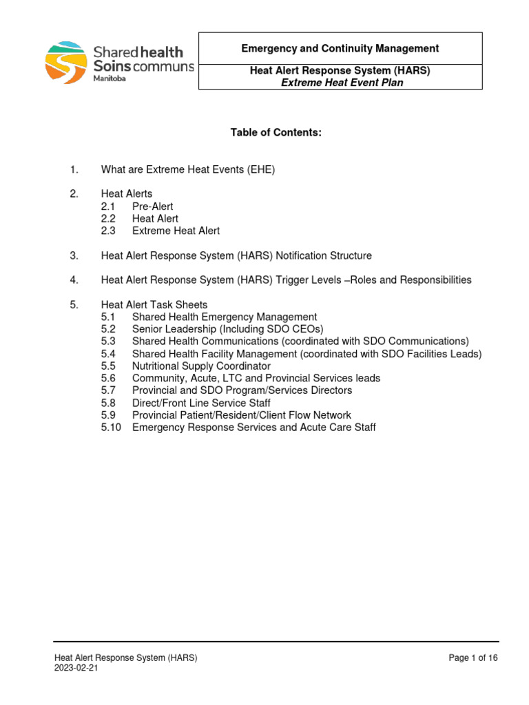 Ecm Heat Alert Response Plan | PDF | Heat Wave | Leadership