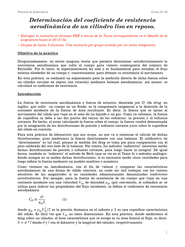 Guion Practica Cilindro MDF 23 - 24 | PDF | Arrastrar (Física) | Fuerza