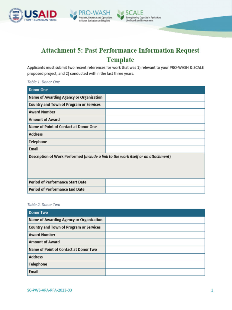 Past Performance Information Template | PDF | Career & Growth | Business