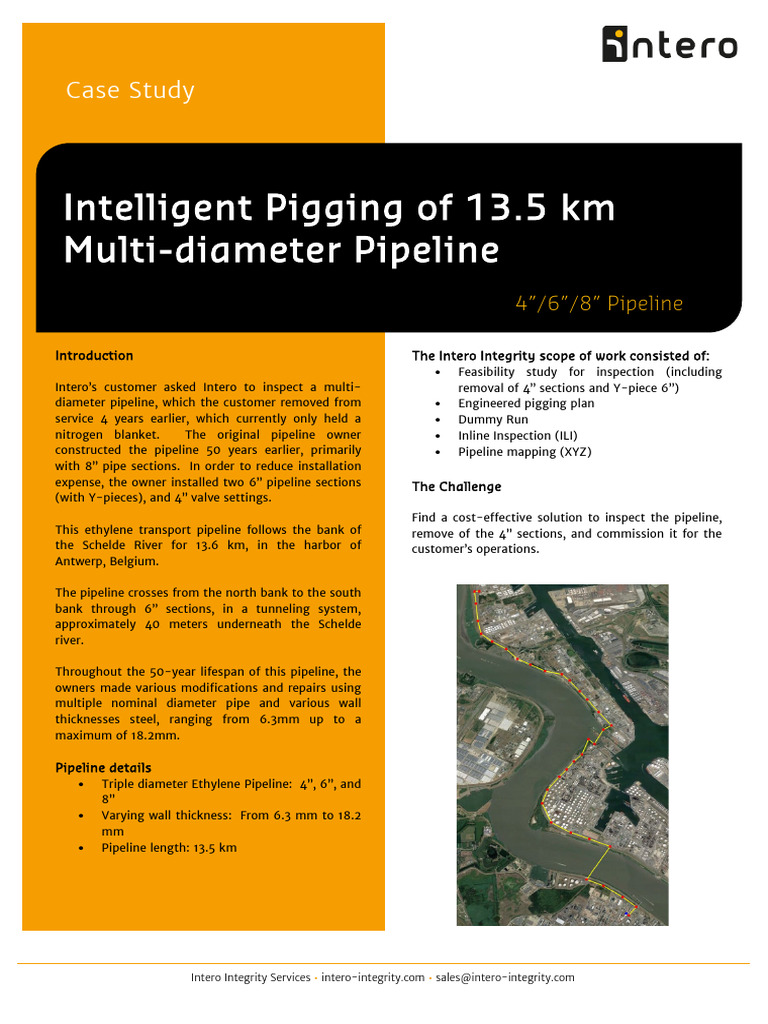 Case Study Intelligent Pigging of 13.5 KM Multi-Diameter Pipeline | PDF | Pipe (Fluid Conveyance ...