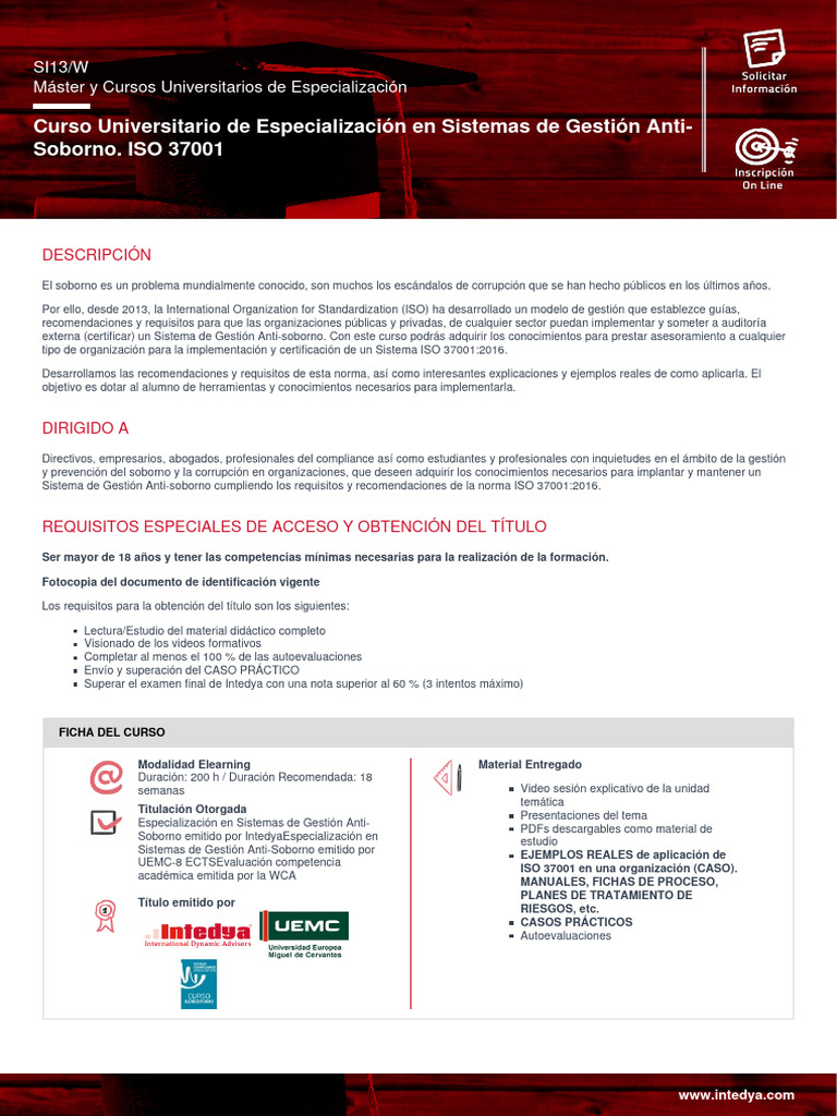 Fichascurso - Ficha - Curso Universitario de Especializacion en Sistemas de Gestion Anti Soborno ...