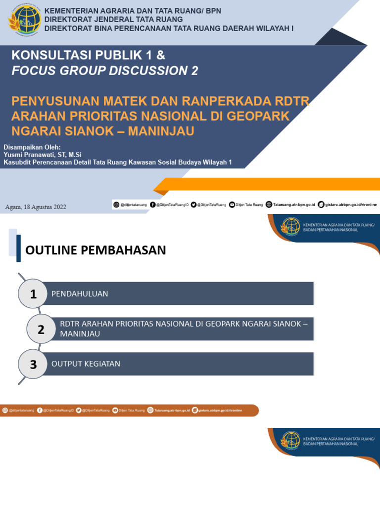 BAHAN PAPARAN KP1 & FGD2 RDTR NGARAI SIANOK MANINJAU - Ibu Yusmi | PDF