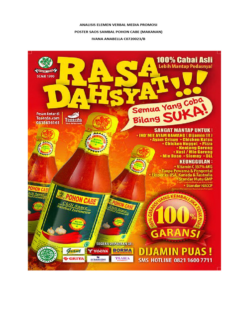 Elemen Verbal dalam Promosi Saus Cabe | PDF