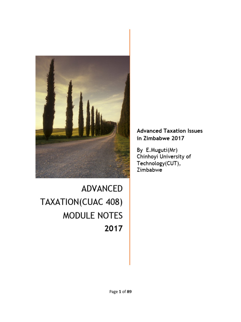 Advanced Taxation (Cuac 408) Module Notes | PDF | Taxes | Expense