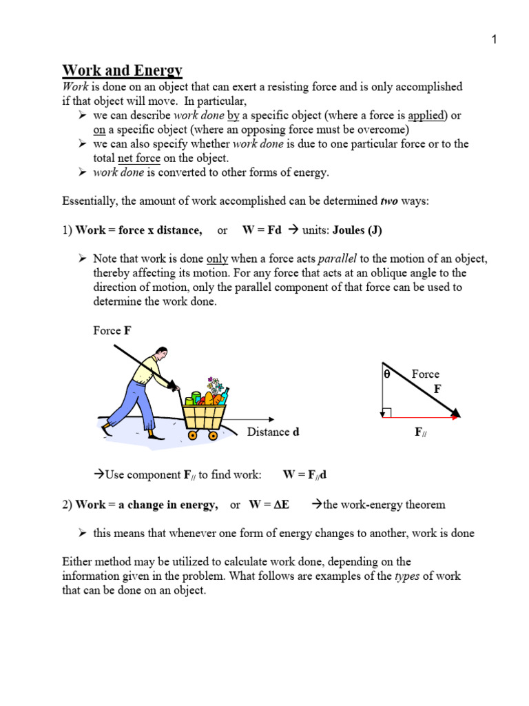 Work and Energy Notes and Examples | PDF | Force | Collision