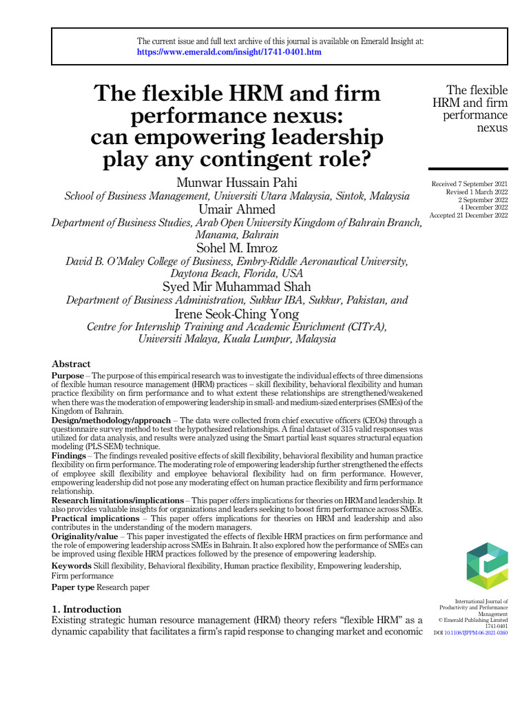 The Flexible HRM and Firm | PDF | Human Resource Management | Leadership