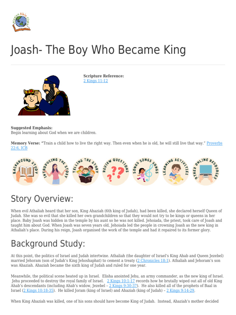 Joash: The Boy Who Became King | PDF | Books Of Kings | Ancient Israel And Judah