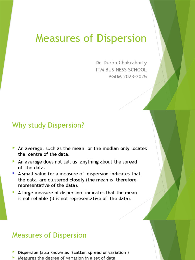 Measures of Dispersion | PDF | Standard Deviation | Variance Measures of Dispersion | PDF | Standard Deviation | Variance