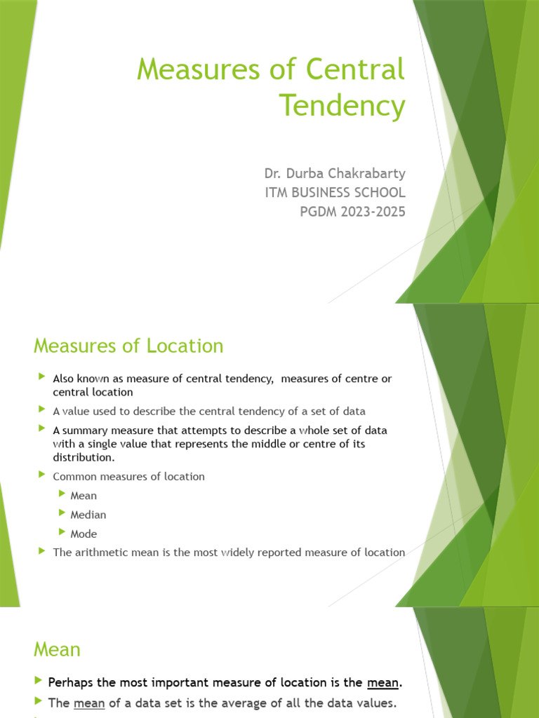 Measures of Central Tendency | PDF | Mean | Median