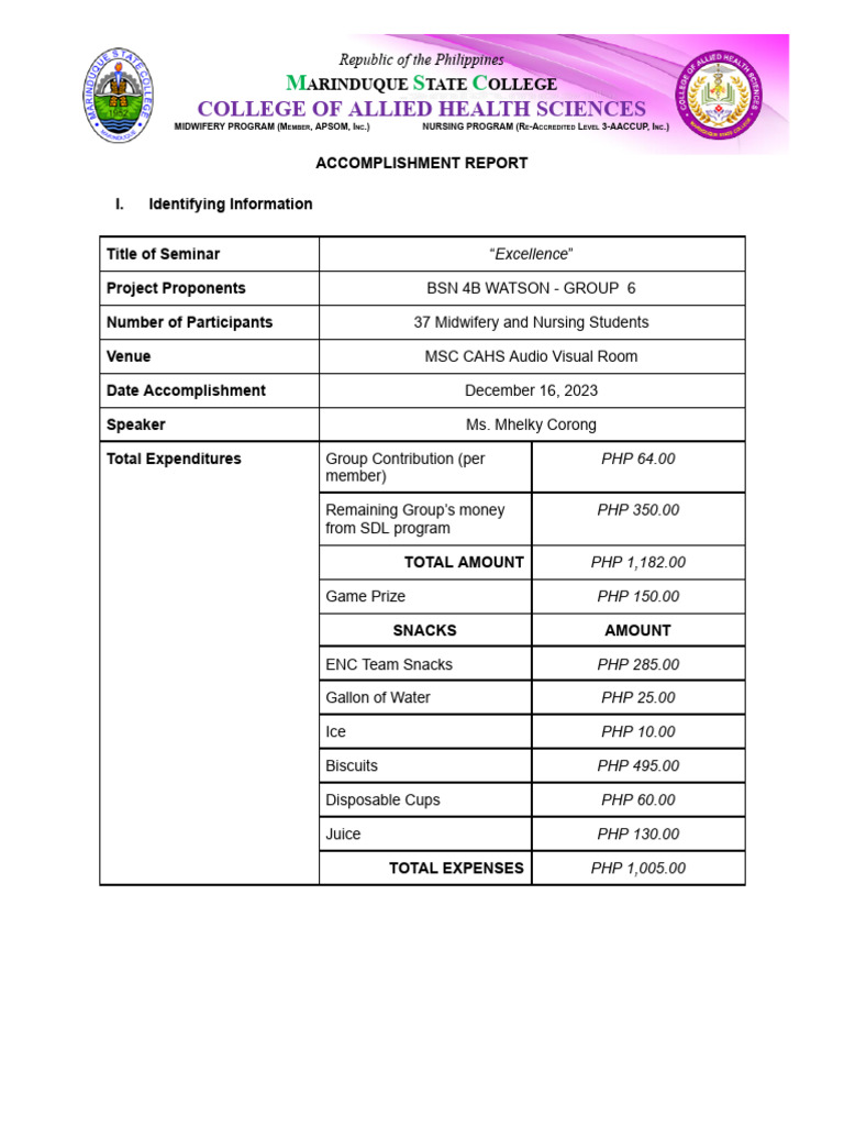 Enc Final Accomplishment Report | PDF