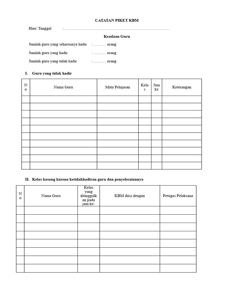 BUKU PIKET MTs N 1 BITUNG | PDF