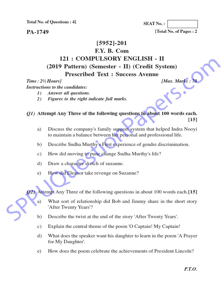 commerce_bcom_semester-2_2022_november_compulsory-english-ii-2019-pattern | PDF | Communication ...