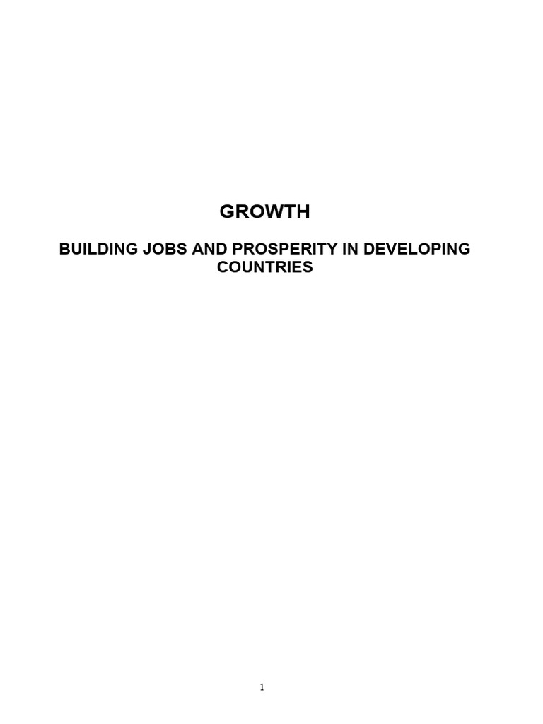 Growth: Building Jobs and Prosperity in Developing Countries | PDF ...