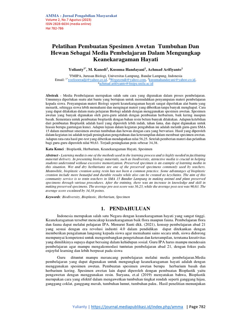 Pelatihan Spesimen Awetan untuk Biodiversitas | PDF | Sains & Matematika