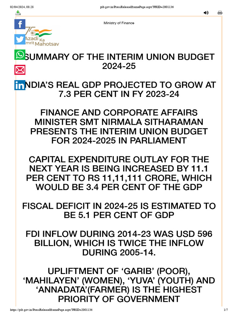 Pib India Budget-Highlights | PDF | Taxes | Government Budget Balance