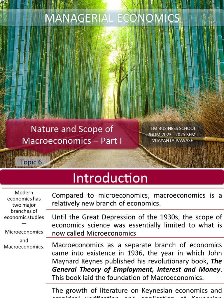 Managerial Economics Topic No. 6 Nature and Scope of Macroeconomics and ...