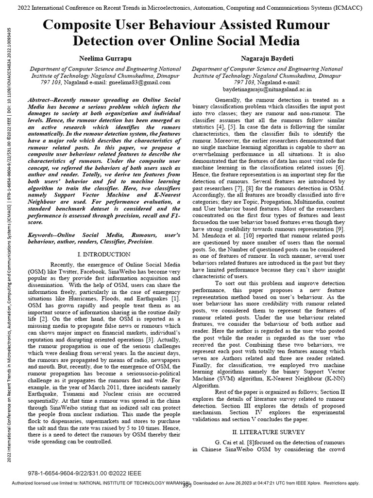 Untitled Collection 2ye0ujym Composite User Behaviour Assisted Rumour Detection Over 4abixgi4tv ...