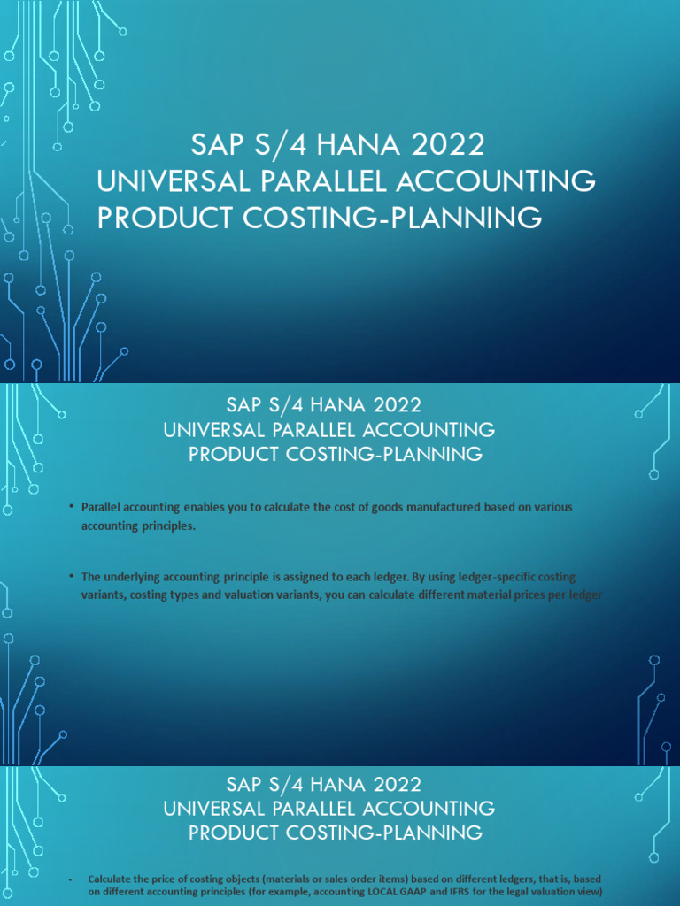 UNIVERSAL PARALLEL ACCOUNTING Product Costing Planning | PDF ...