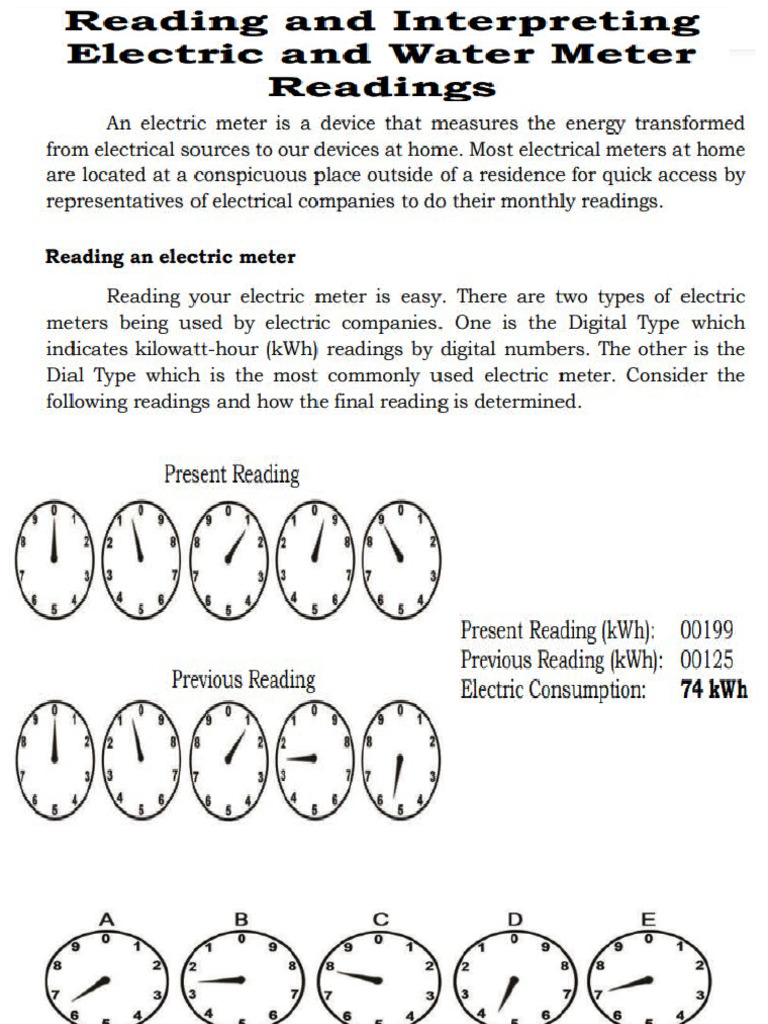 WATER AND ELECTRIC METER READING | PDF WATER AND ELECTRIC METER READING | PDF