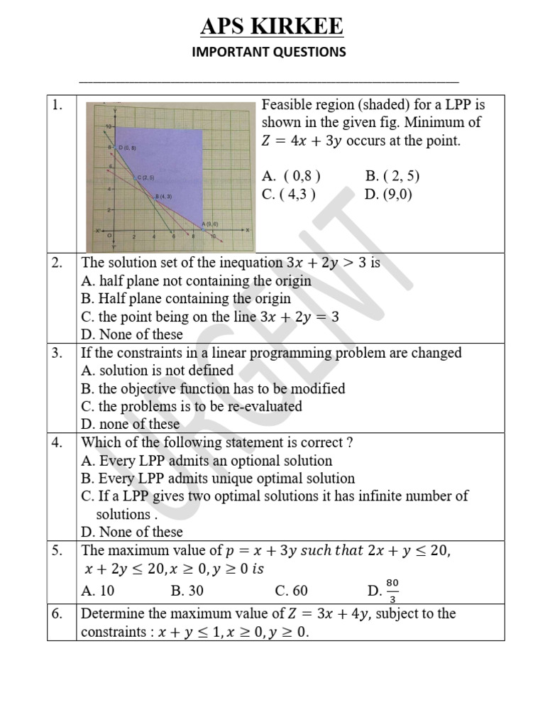 Iq 12 LPP Apsk | PDF | Mathematical Optimization | Linear Programming