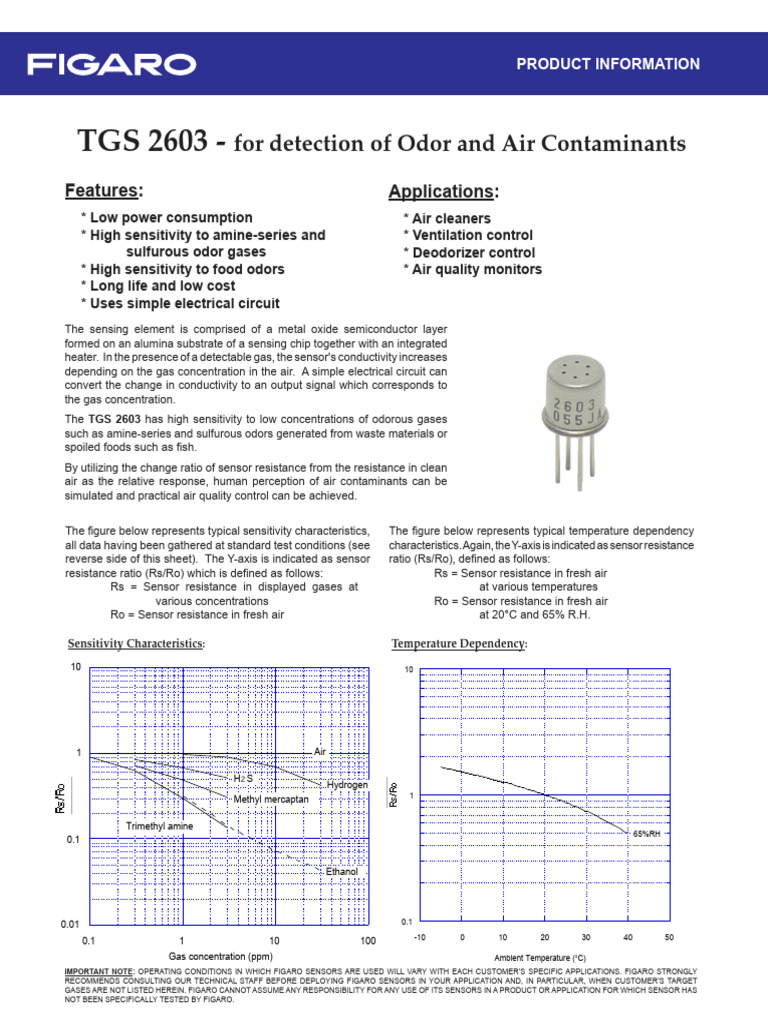 tgs2603 Product Informationen Rev06 | PDF | Sensor | Electrical ...