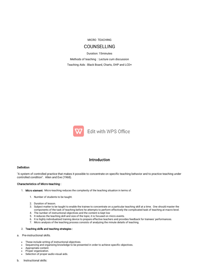 micro teaching - Copy | PDF | Reinforcement | Teachers