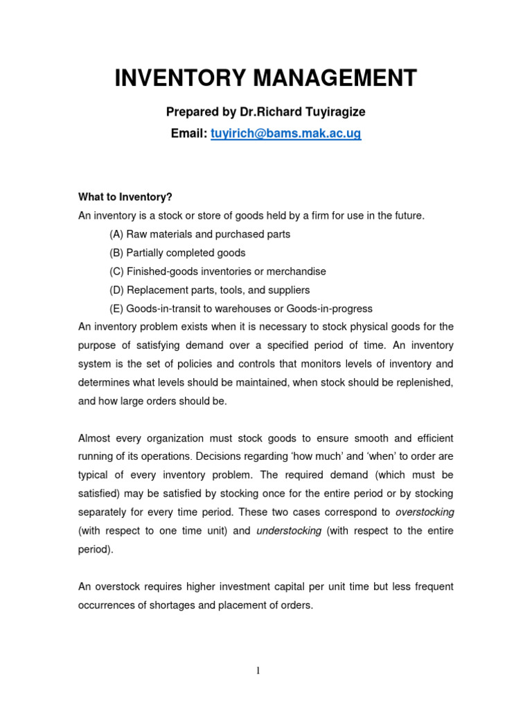 Chap 4 - Inventory Management Notes | PDF | Inventory | Demand