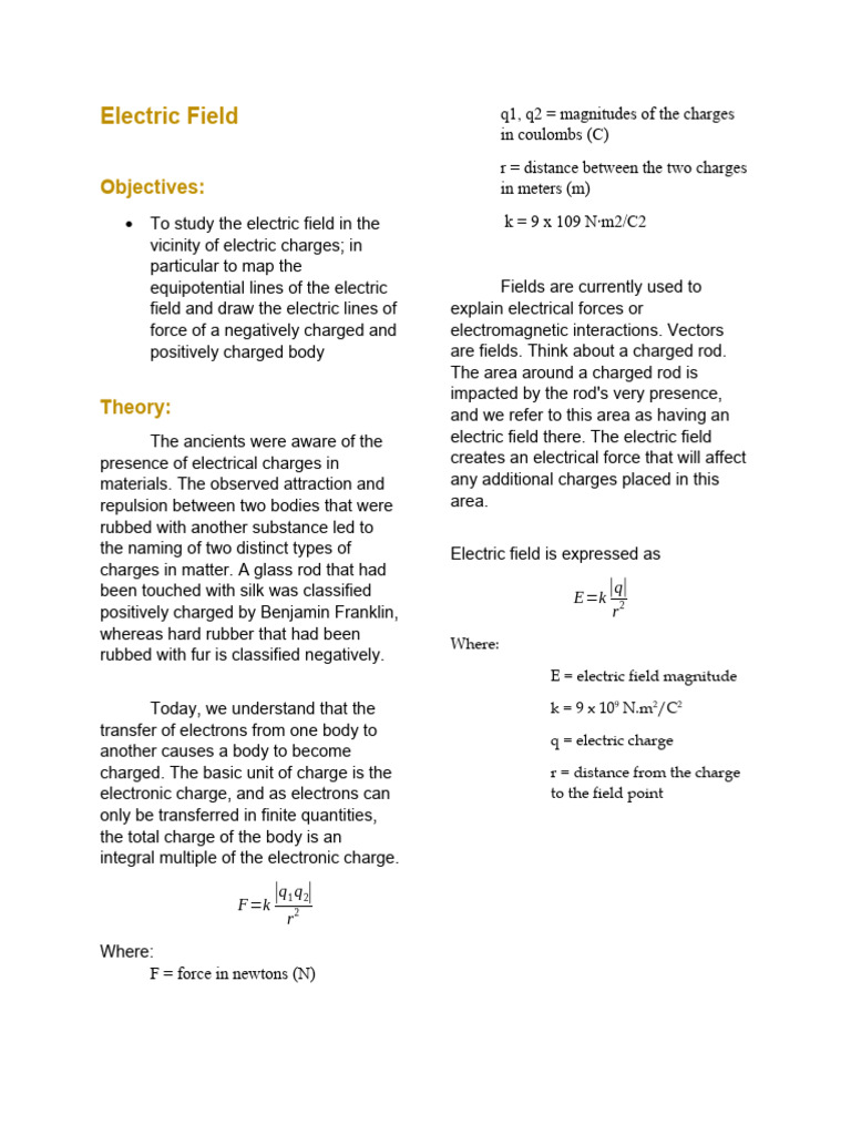 Lesson 4 - Electric Field | PDF | Electric Charge | Electric Field