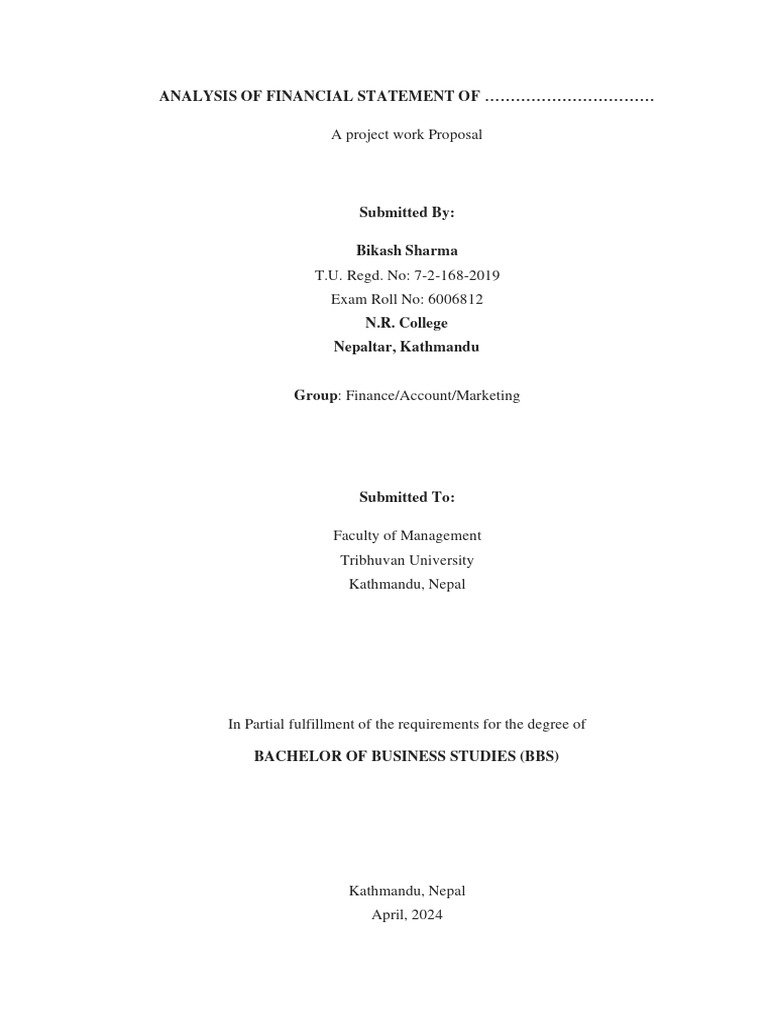 BBS 4th Year Proposal: Financial Analysis | PDF | Data | Banks