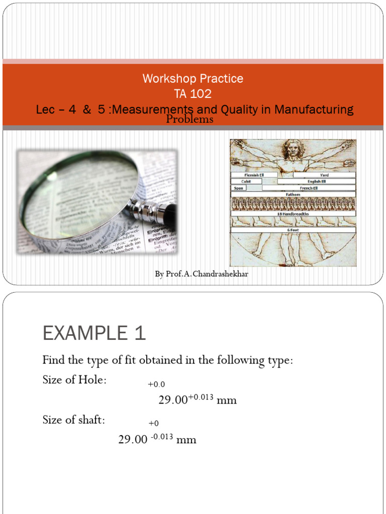 Lec 4 5 Measurements and Quality in Manufacturing Problems | PDF | Engineering Tolerance ...