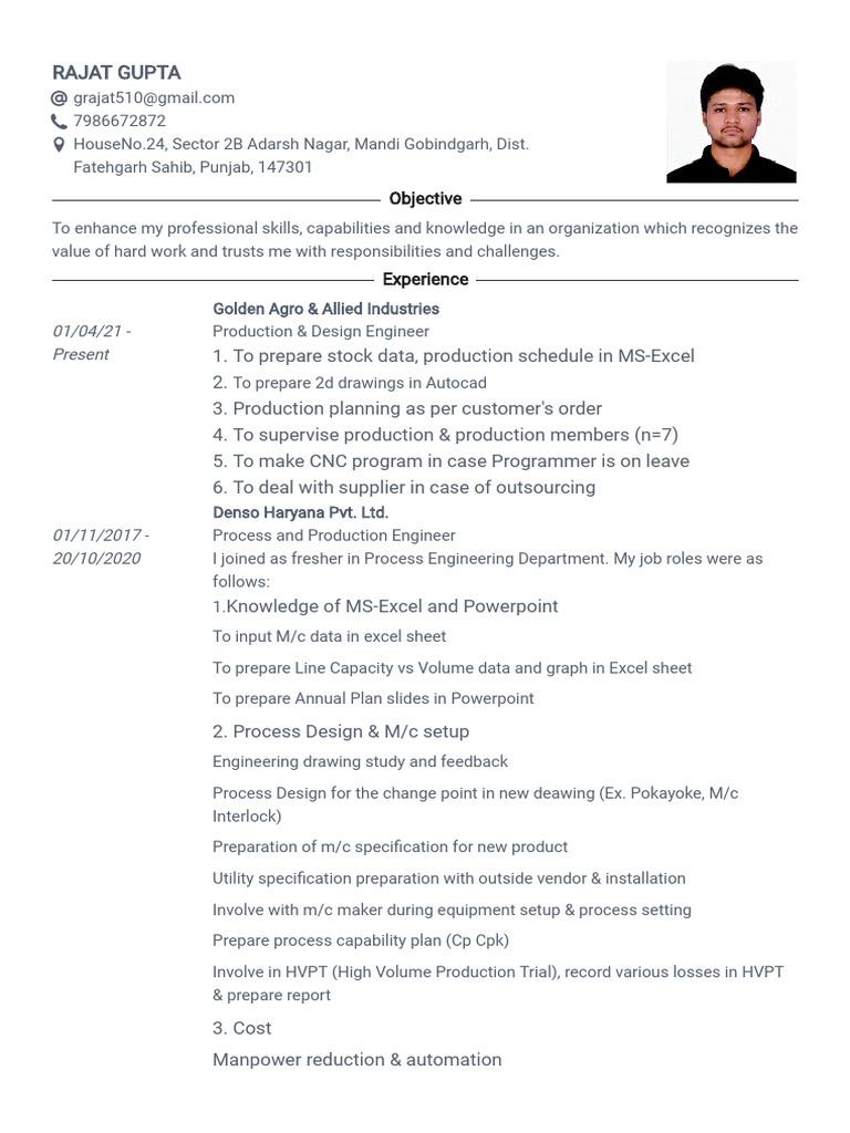 CV - Rajat Gupta | PDF | Microsoft Excel | Engineering